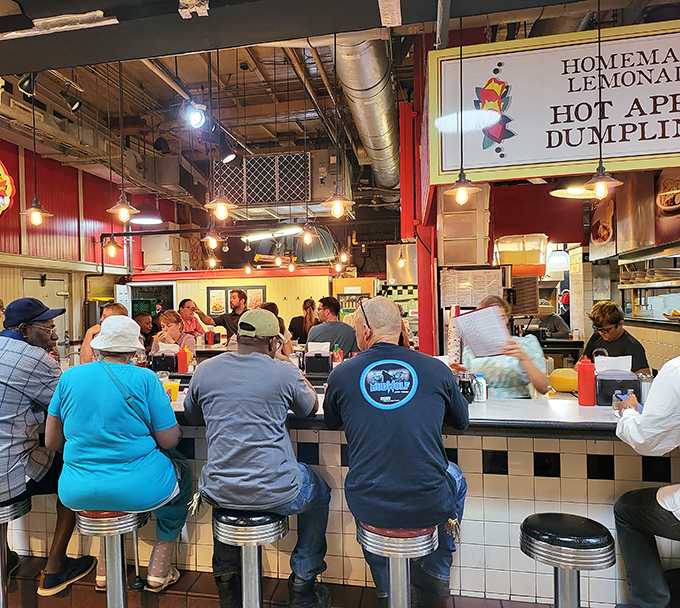 Counter seating offers front-row views to the kitchen magic. Sometimes the best dining experiences come with your knees tucked under a lunch counter.
