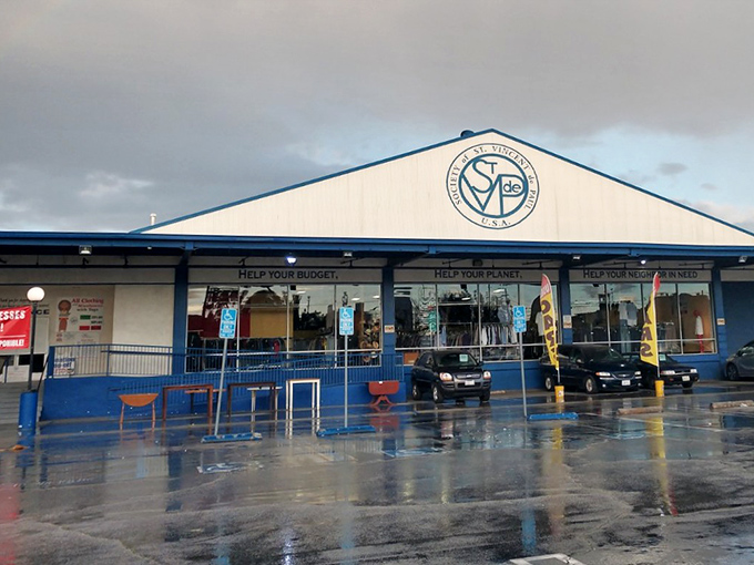 Rain or shine, the store's triple mission statement reminds shoppers they're doing good while scoring deals.