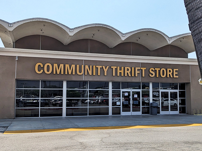 The storefront's clean lines hide the delightful chaos within, where organized mayhem meets bargain hunter's paradise.