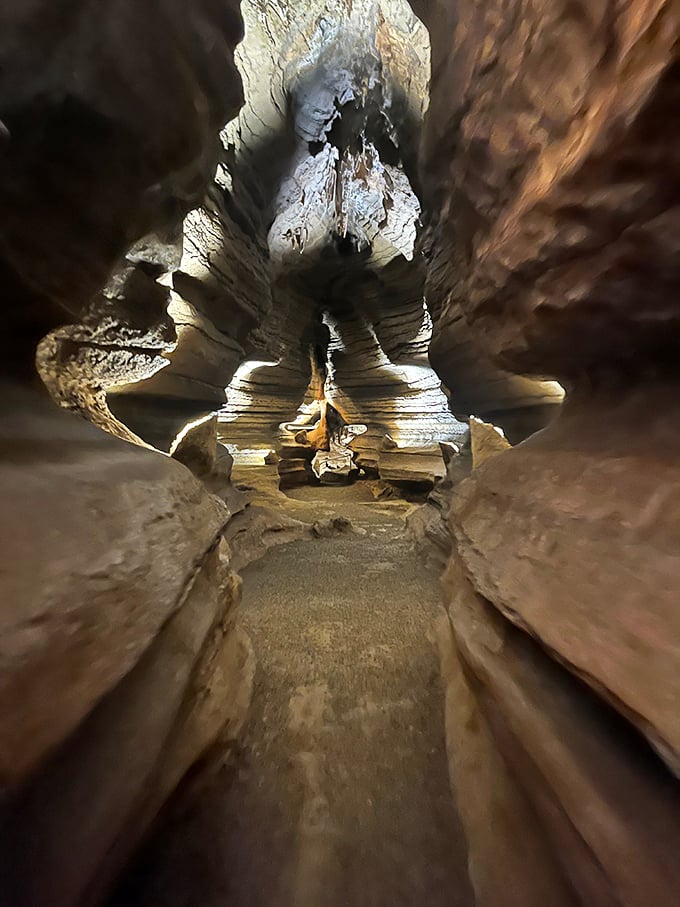 Squeeze through this natural hallway and you'll be rewarded with breathtaking chambers beyond. Mother Nature's architecture doesn't include right angles, but it's spectacular nonetheless.