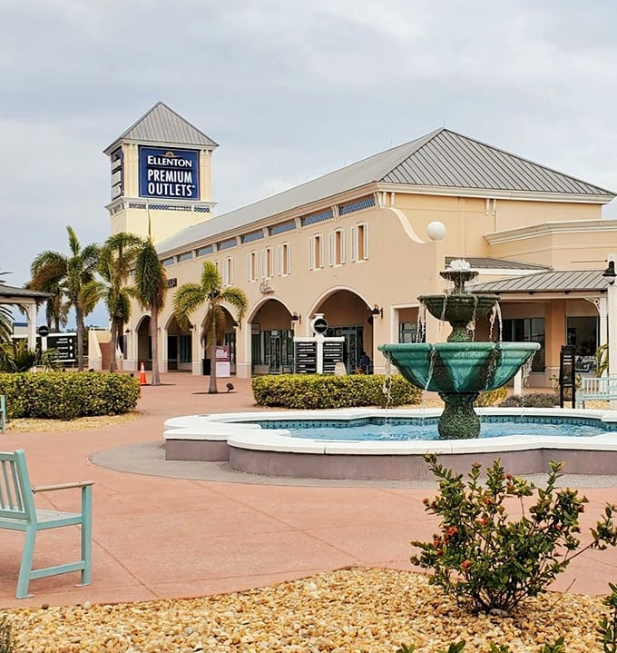 The iconic tower and turquoise fountain create a shopping oasis that's more "South of France" than "South of Tampa," yet distinctly Floridian.