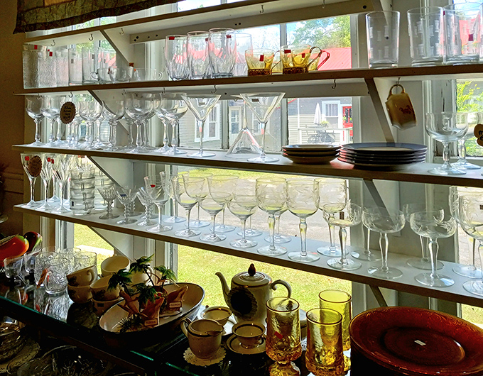 Sunlight streams through crystal stemware creating miniature rainbows. One person's castoff goblet becomes another's conversation piece at the next dinner party.