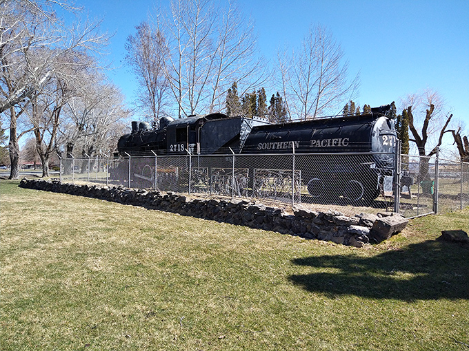 This Southern Pacific locomotive isn't going anywhere fast, but neither are housing prices in Alturas. History preserved in iron and steel.