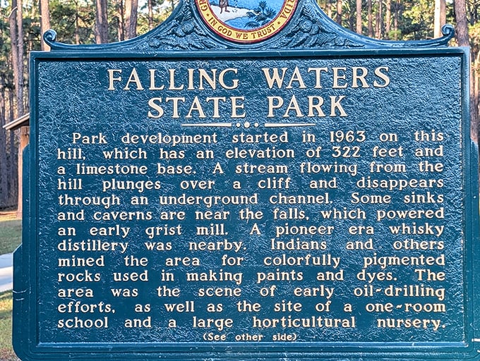 History etched in blue metal tells tales of whiskey distilleries and colorful pigments, proving Florida had character long before Mickey moved in.