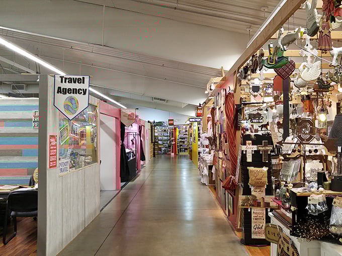 Indoor corridors lined with permanent shops offer climate-controlled treasure hunting year-round. No sunscreen required for this retail adventure!