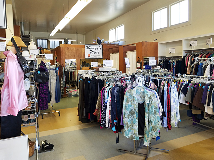 Racks upon racks of carefully organized women's wear await, each garment with its own story and surprisingly modest price tag.