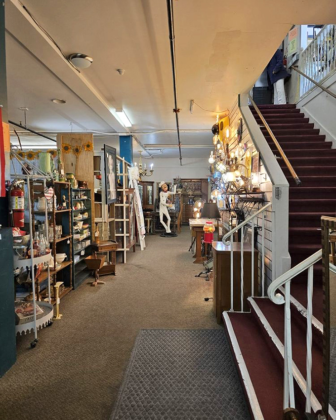 Staircases in antique stores are never just staircases&mdash;they're invitations to adventure. Each step up promises new discoveries in this multi-level wonderland.