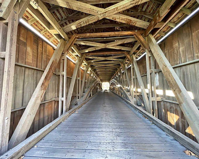 Walking through feels like entering a wooden cathedral, where the only sermon is the sound of your footsteps echoing.