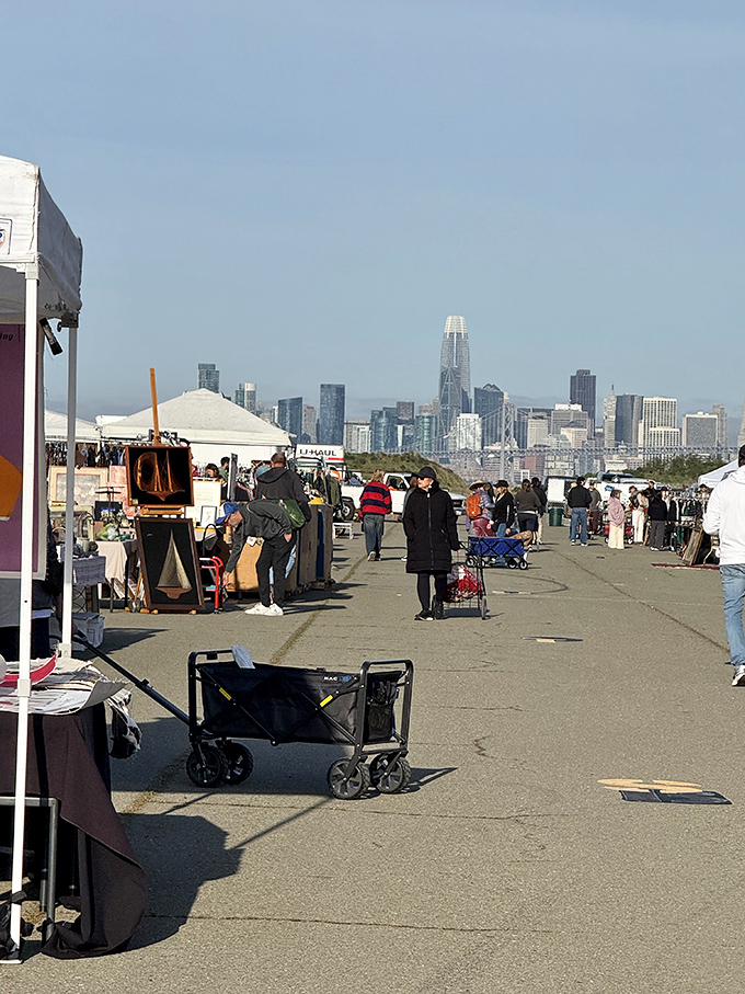 Shopping with a view that's worth the admission price alone. San Francisco's skyline plays backdrop to this treasure hunter's paradise.