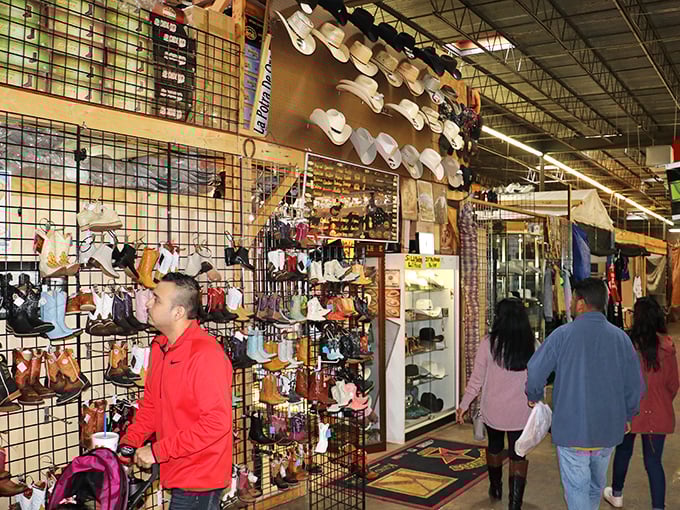 Cowboy boots and western wear create a mini-Texas inside Winston-Salem, where shoppers browse with serious hat-buying intentions.