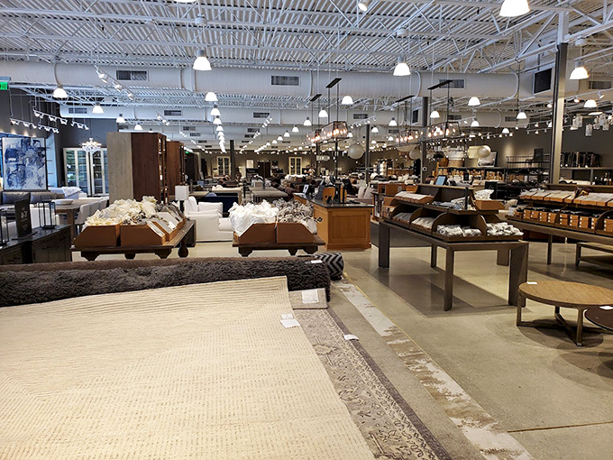 Inside Restoration Hardware Outlet, where luxury home furnishings suddenly become attainable. That sofa you've been dreaming about? It's waiting.