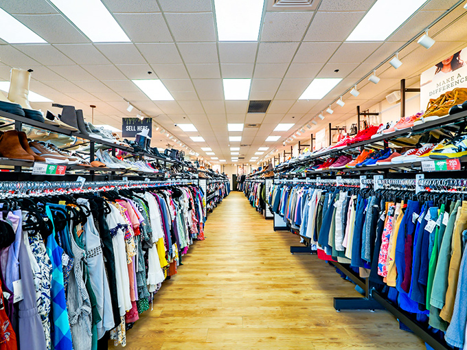 Endless aisles of carefully organized clothing stretch before you like a fashionista's yellow brick road to affordable style.