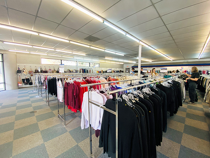 Organized chaos at its finest&mdash;rows of clothing stretch toward the horizon like a fashion.