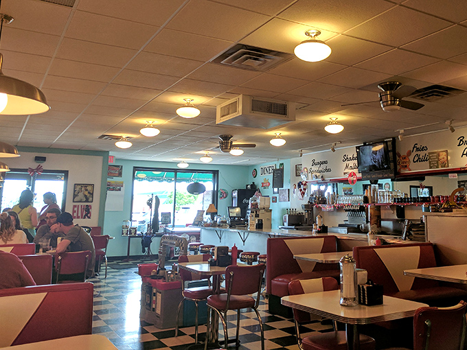 Classic Americana comes alive in this checkerboard-floored haven where red booths invite you to slide in and stay awhile.