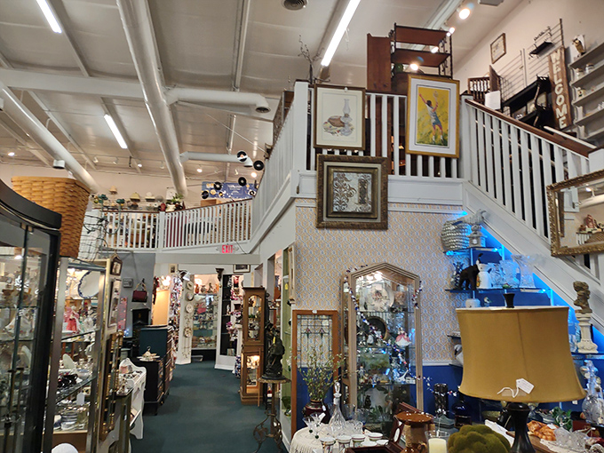 Two floors of organized chaos where time stands still but your shopping list grows. The staircase leads to even more temptation upstairs.