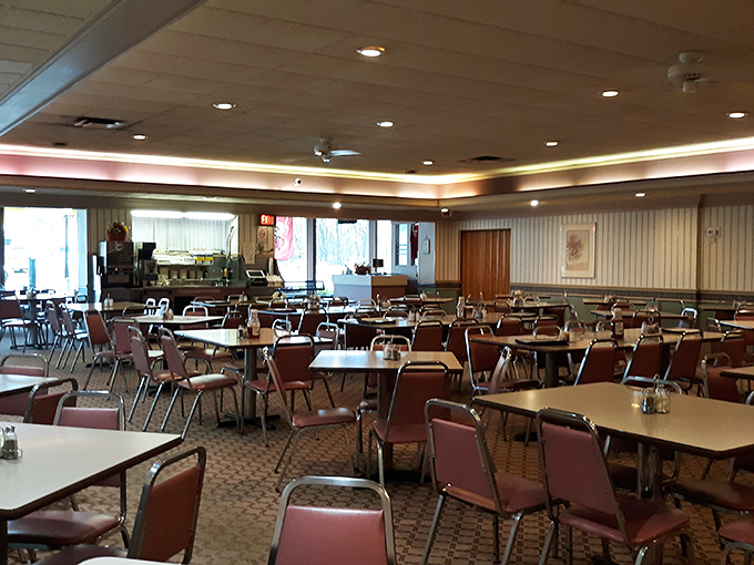 Where time stands still and chicken fries forever &ndash; the spacious dining area speaks volumes about priorities: good food over fancy frills.