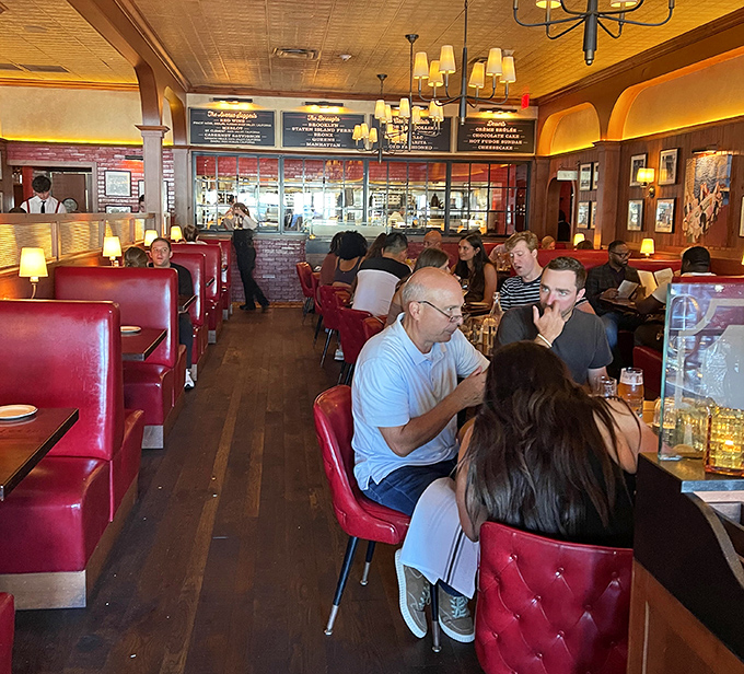 Classic red leather booths and warm wood paneling&mdash;the steakhouse equivalent of a bear hug from your favorite uncle.