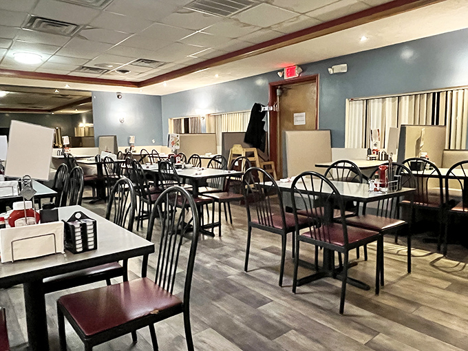 Classic diner ambiance awaits inside with comfortable seating, no-nonsense tables, and that unmistakable feeling that good food is imminent.
