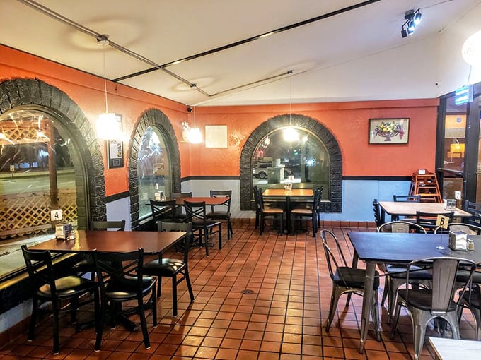Step inside and those warm coral walls with dramatic arched doorways instantly transport you from Wisconsin to somewhere along the ancient spice routes.