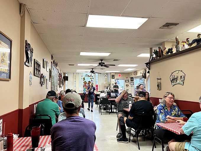 Where strangers become neighbors over coffee. The bustling interior of Hen House Cafe captures that perfect small-town vibe where conversation flows as freely as the refills.