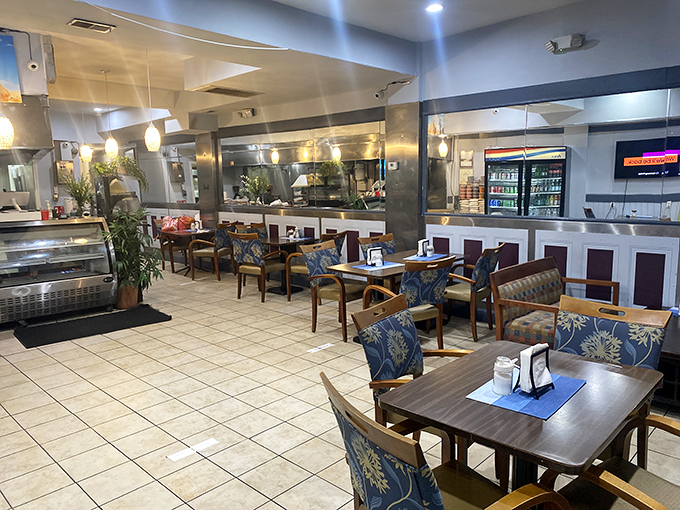 Simple yet inviting, Elilta's dining room balances functionality with comfort, where every table becomes a stage for an unforgettable culinary performance.