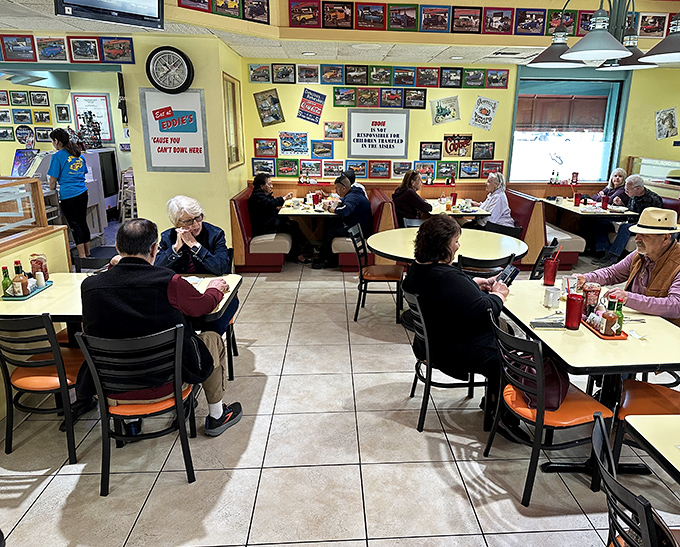 The bustling interior tells the real story: when locals pack a place this consistently, you know you've found the genuine article, not just another roadside attraction.