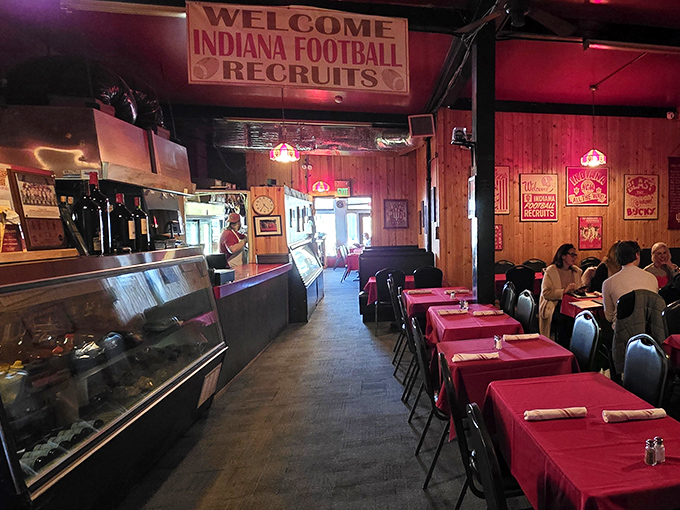 Red tablecloths and wood paneling create that classic steakhouse vibe where memories are made and diets are gloriously forgotten.