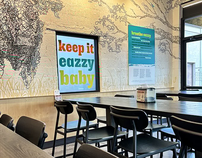 "Keep it eazzy baby" isn't just wall art &ndash; it's the philosophy that makes this place special. Simple done spectacularly is harder than it looks.