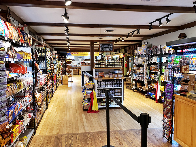 Aisles of gourmet treasures beckon beyond the cheese counter. It's like Willy Wonka's factory, but for grown-ups with sophisticated palates.