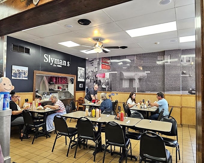 No-frills dining at its finest. The wood paneling and simple tables say "focus on the food," while the historic photos remind you you're part of a Cleveland tradition. 