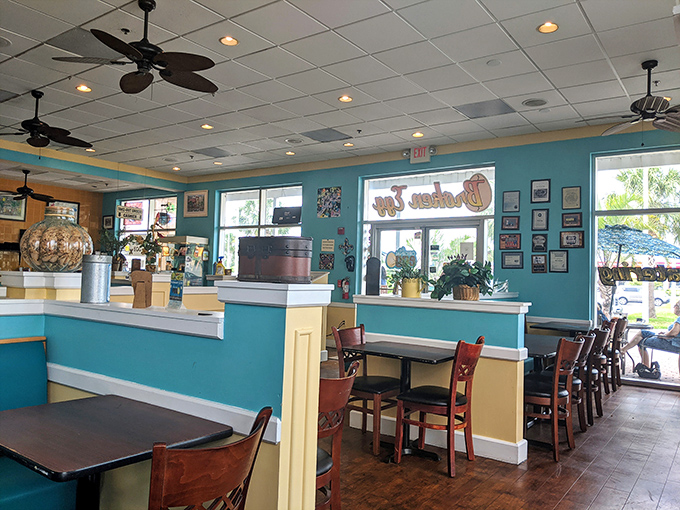 Those turquoise walls aren't just decor&mdash;they're a mood, like Florida decided to hug you good morning.