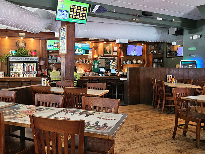 Where everybody knows your name? This cozy interior balances sports bar energy with old-school pub comfort&mdash;wooden chairs waiting for stories to be told.