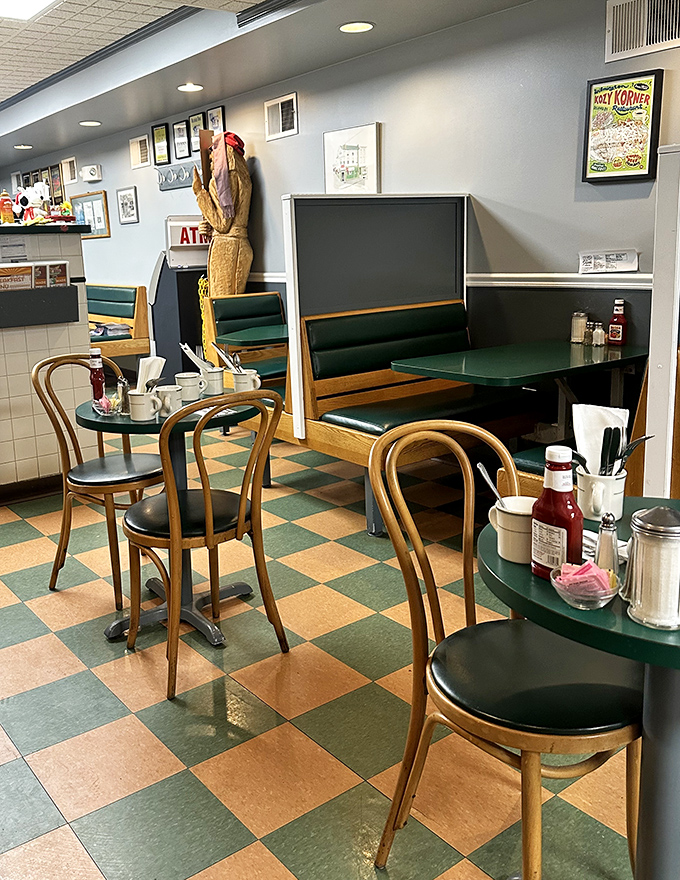 Step inside and time travels backward &ndash; classic checkered floors and wooden chairs that have witnessed countless coffee refills and breakfast epiphanies.