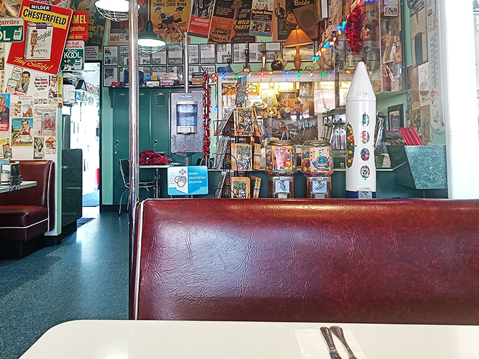Nostalgia covers every inch like the world's most delicious wallpaper. Those red vinyl booths have heard more stories than a bartender on New Year's Eve.