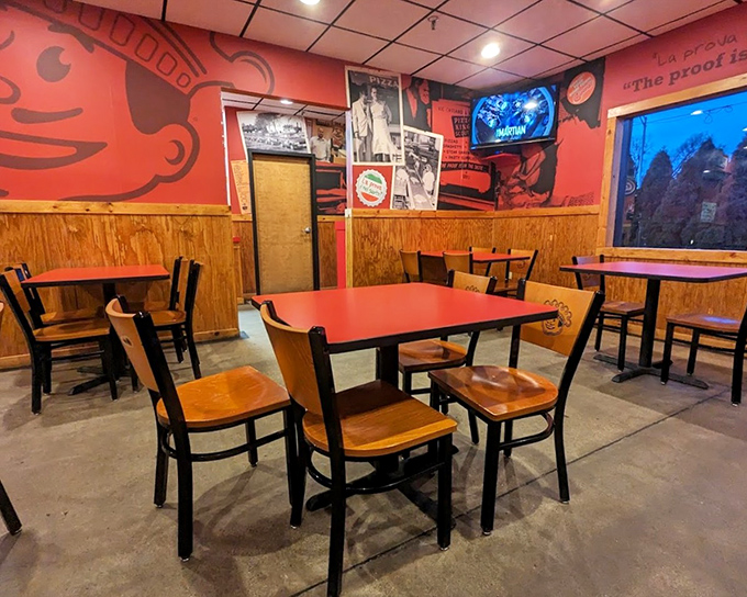 Red tables, wooden paneling, and vintage photos – stepping into Cassano's feels like entering a time capsule where pizza traditions remain deliciously unchanged.