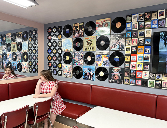 Vinyl records transform ordinary walls into a time machine. This isn't decoration&mdash;it's a musical history lesson served with a side of nostalgia.