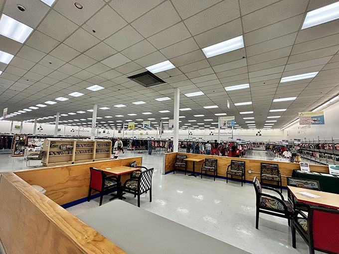 Inside, the vastness unfolds like a department store from a parallel universe where everything costs less but means more to the community.