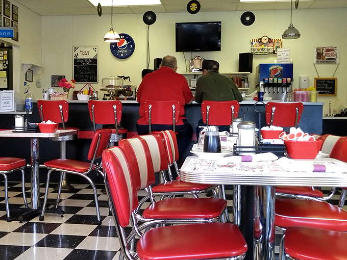 Red vinyl seats and a black-and-white checkered floor&mdash;this isn't just a diner, it's a time machine with hash browns.