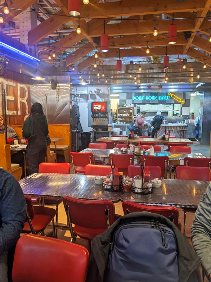 That glowing neon sign practically whispers sweet breakfast promises to anyone within a three-block radius.