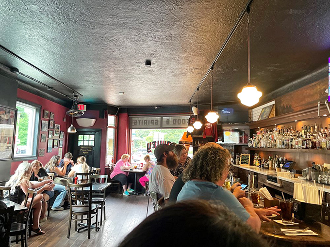 Step inside and time slows down. Red walls, wooden tables, and the gentle hum of conversation create the perfect backdrop for neighborhood tales and comfort food.