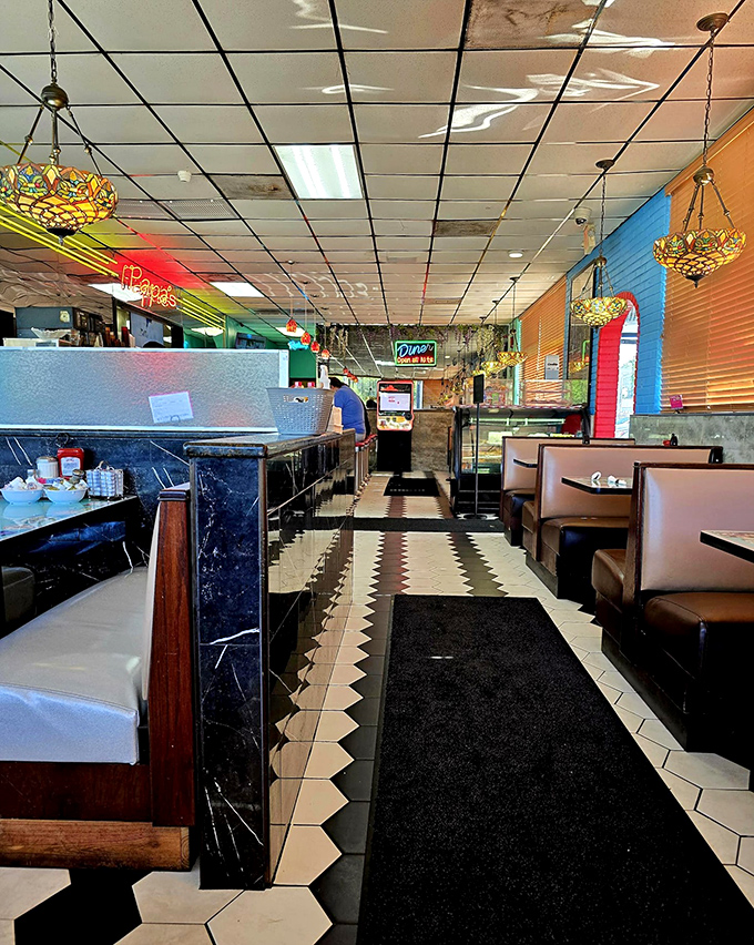 Step inside and time travel to when booths were vinyl, floors were checkered, and Tiffany lamps cast the perfect glow for people-watching.