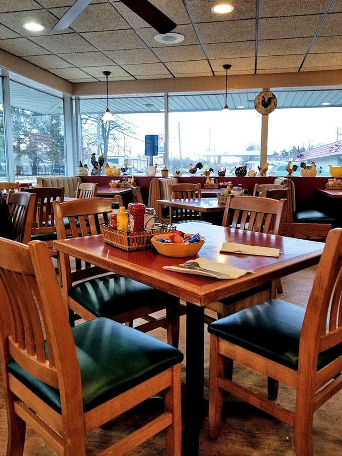 Warm wooden tables, comfortable chairs, and natural light create that "everybody knows your name" vibe that keeps regulars coming back.