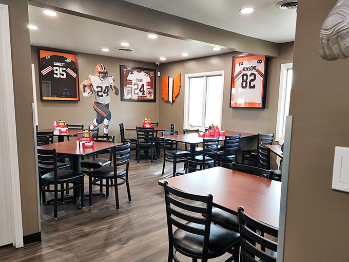 Where Browns fans come to worship at the altar of comfort food. These jerseys have witnessed more culinary victories than football ones in recent years.