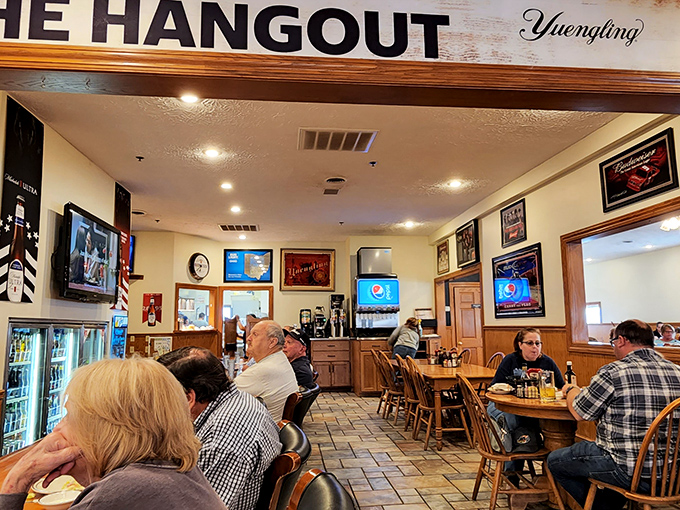 Where everybody knows your name&mdash;or will by dessert. The Hangout's interior blends classic diner comfort with that "I'm-among-friends" vibe that no chain restaurant can manufacture.