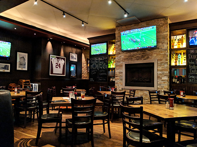 Where sports bar meets cozy tavern: stone fireplace, gleaming bottles, and enough TVs to ensure you'll never miss a Buckeyes touchdown while savoring your meal.