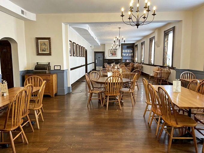 Windsor chairs and warm wooden floors create a dining room that feels like stepping into America's past&mdash;without sacrificing modern comfort or delicious food.