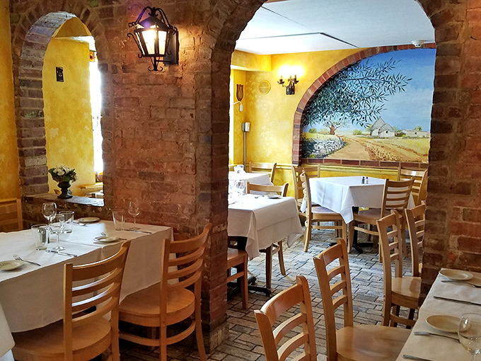 Tuscan countryside meets Philadelphia comfort in this warmly lit dining room where memories are made.