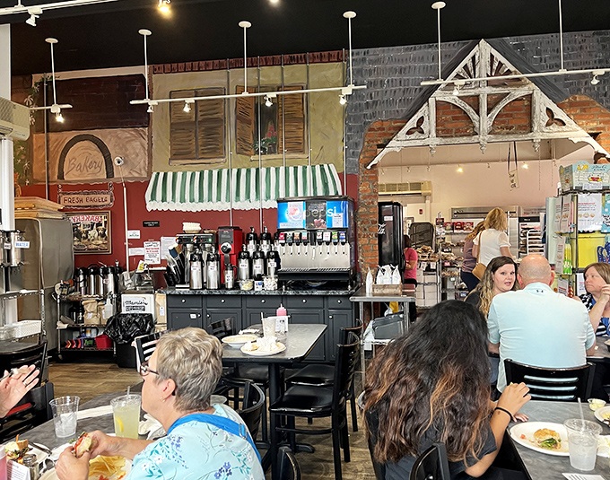 The interior feels like a small-town movie set where the food is the real star. Rustic charm meets comfort in this cozy gathering spot.