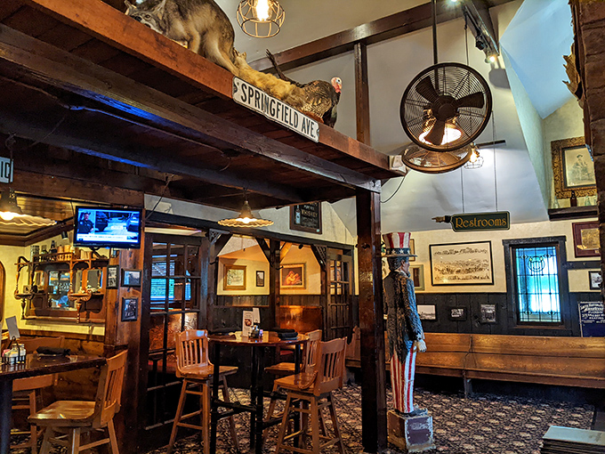 Wooden beams, vintage signs, and taxidermy create that perfect "I've discovered somewhere special" atmosphere that makes memories before the food arrives.