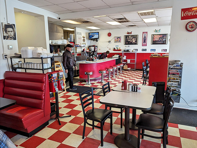 Classic red and white checkerboard floors announce you've arrived somewhere special. This isn't trendy retro&mdash;it's the real deal that never went out of style.